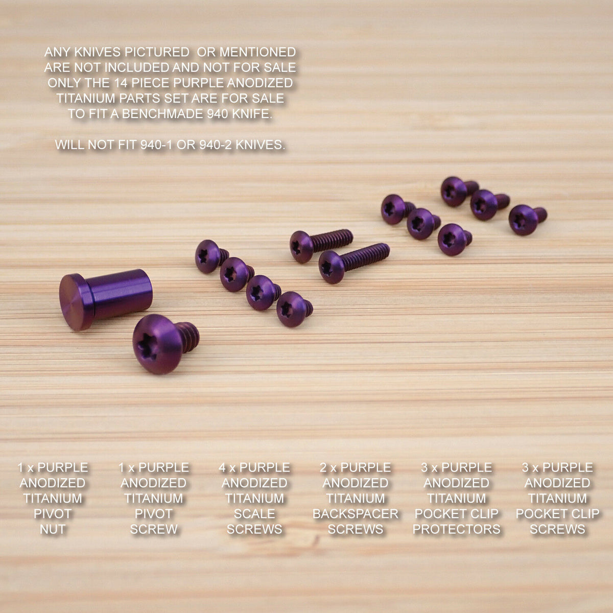 Benchmade 940 Osborne Knife 14 Piece PURPLE Anodized Titanium Screw ...