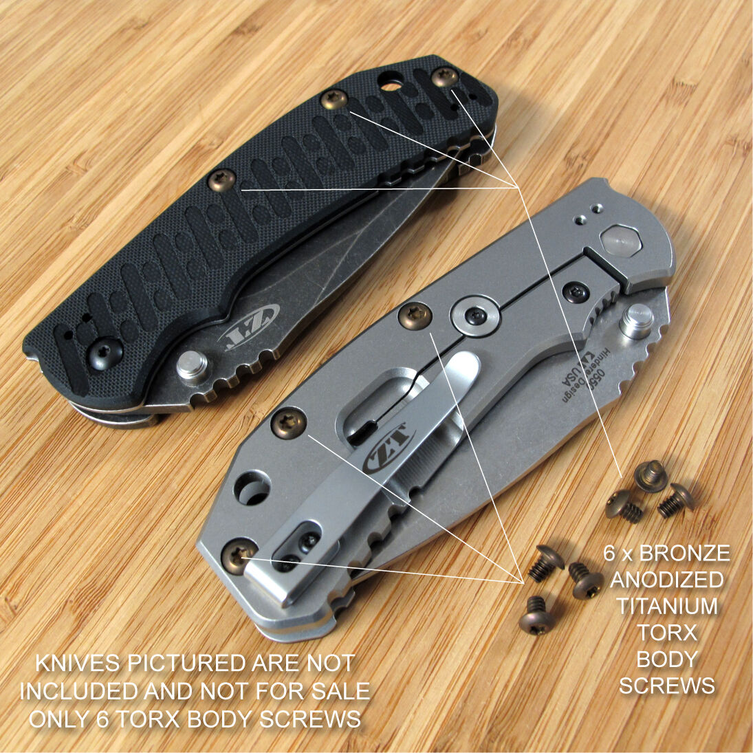 Zero Tolerance ZT0550 560 561 ZT Knife 6PC Titanium Torx Body Screw Se ...