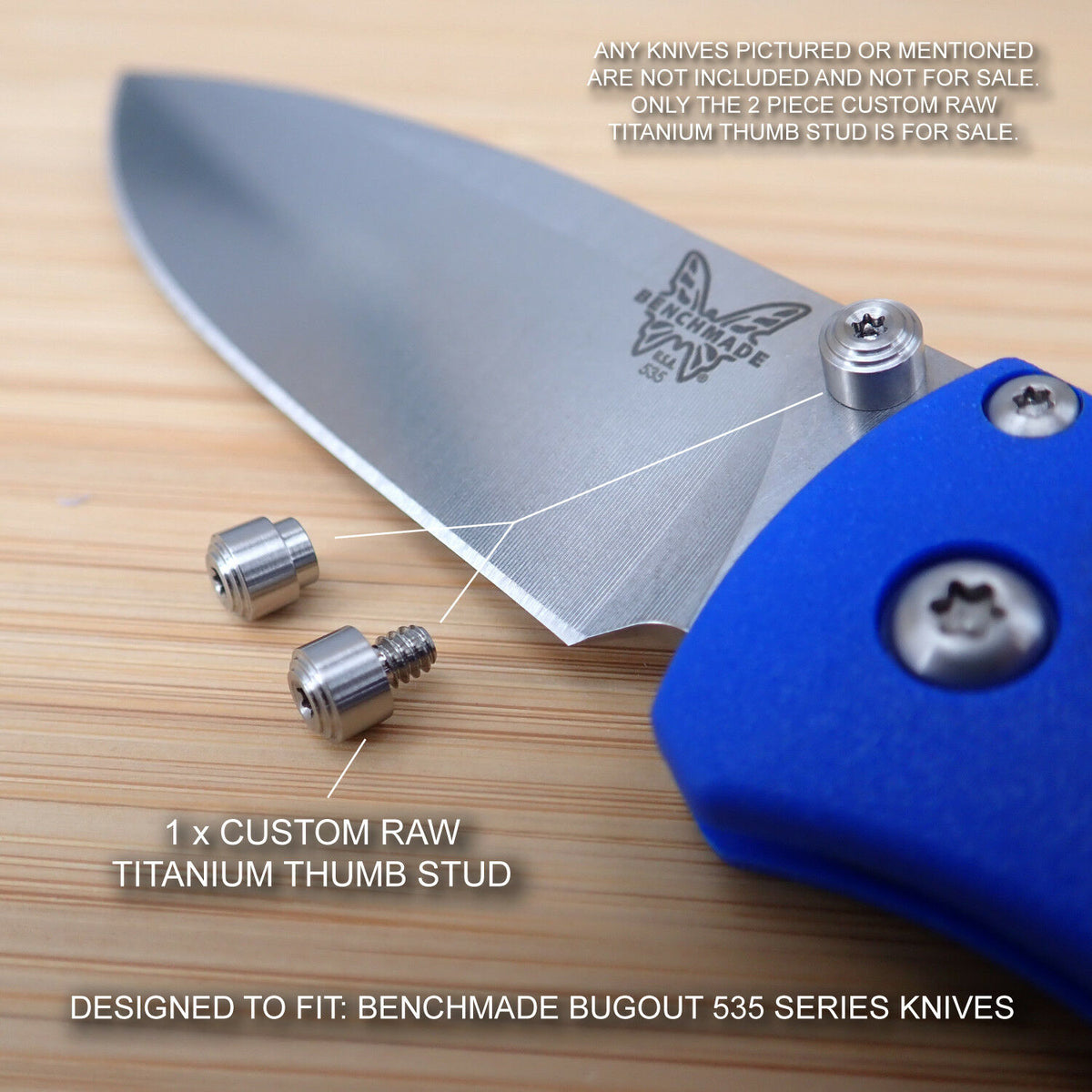 Benchmade 535 BUGOUT Knife 2 PC Custom Titanium Thumb Stud Set - RAW ...