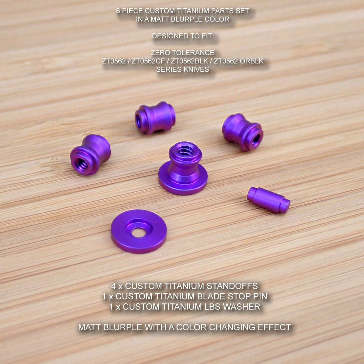Zero Tolerance ZT0562 ZT 562 562CF Custom Titanium 6 Piece Set - MATT ...