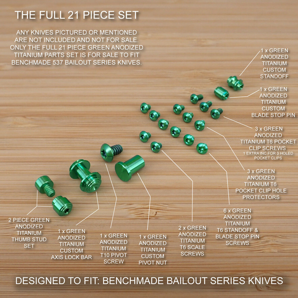 Benchmade 537 BAILOUT 21pc Titanium Screw Pivot Standoff Pin ThumbStud ...